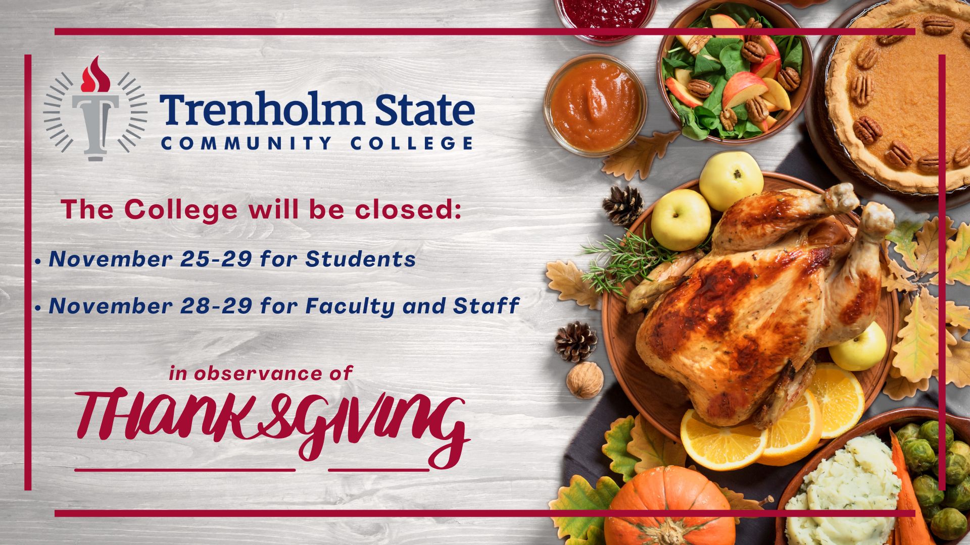 Thanksgiving Break - Trenholm State Community College